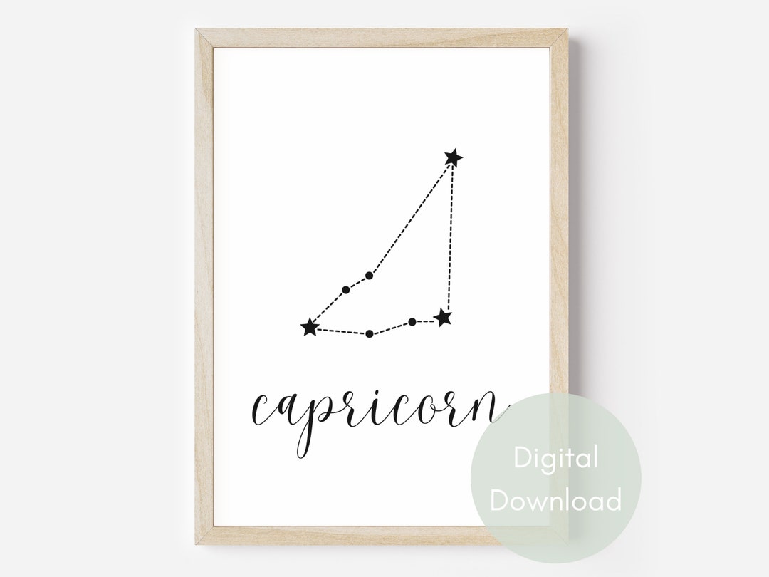 Capricorn Constellation Line Art Print | Capricorn Print ...