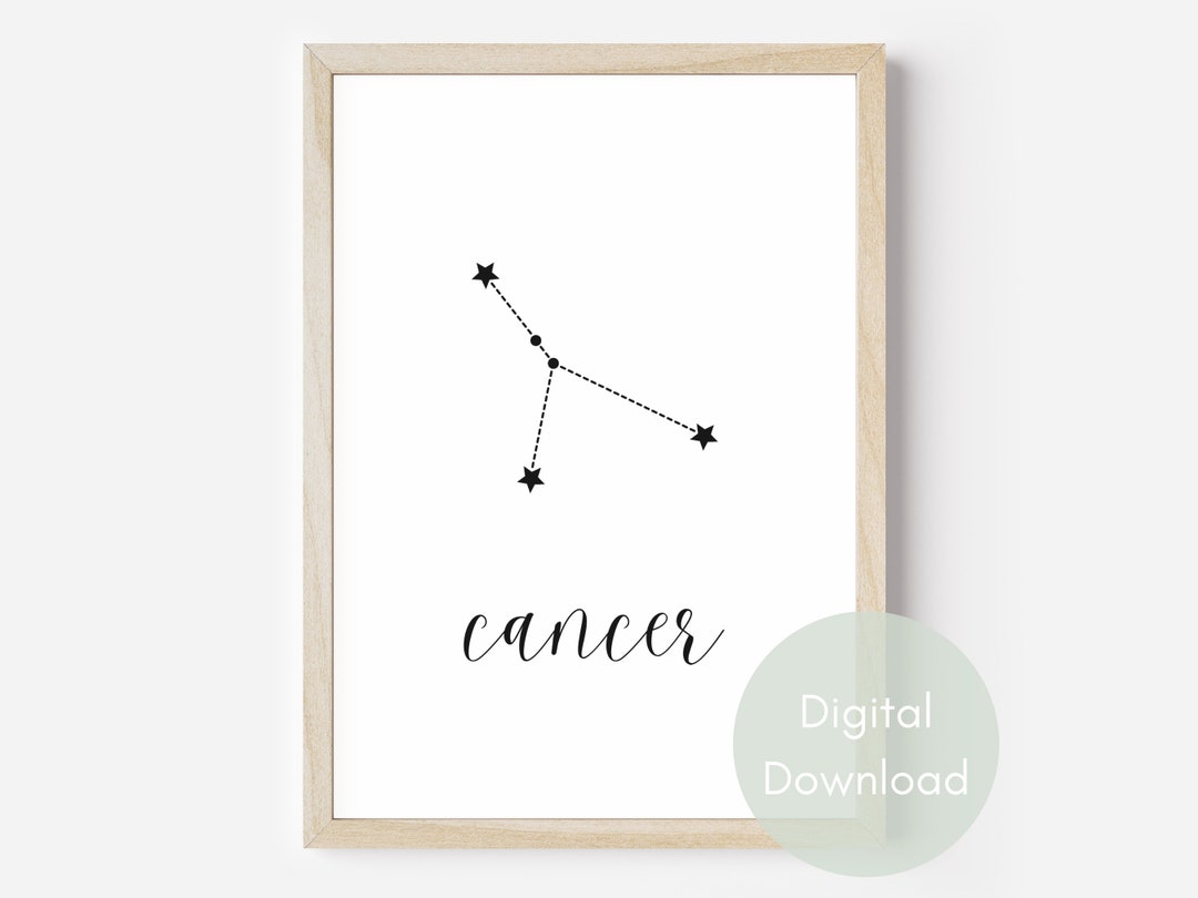 Cancer Constellation Line Art Print | Cancer Print | Constellation Line ...