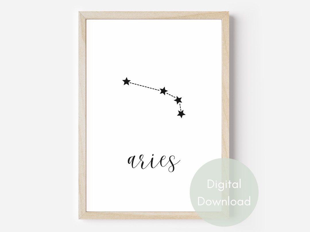Aries Constellation Line Art Print | Aries Print | Constellation Line ...
