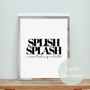 Splish Splash Print | Typography Art | Bathroom Word Art Print ...