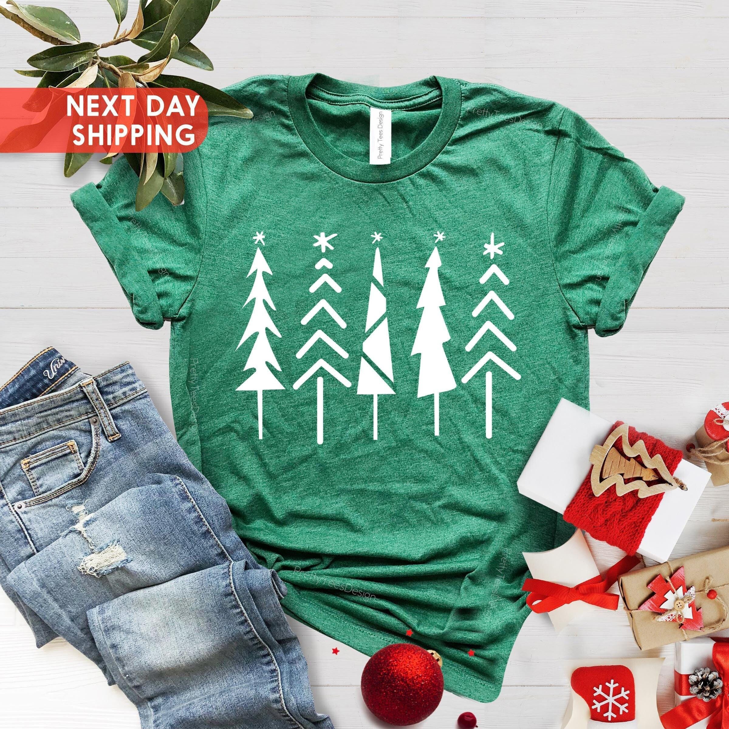 Christmas Tree Shirt, Christmas Shirt, Minimalist Cute Christmas Trees ...