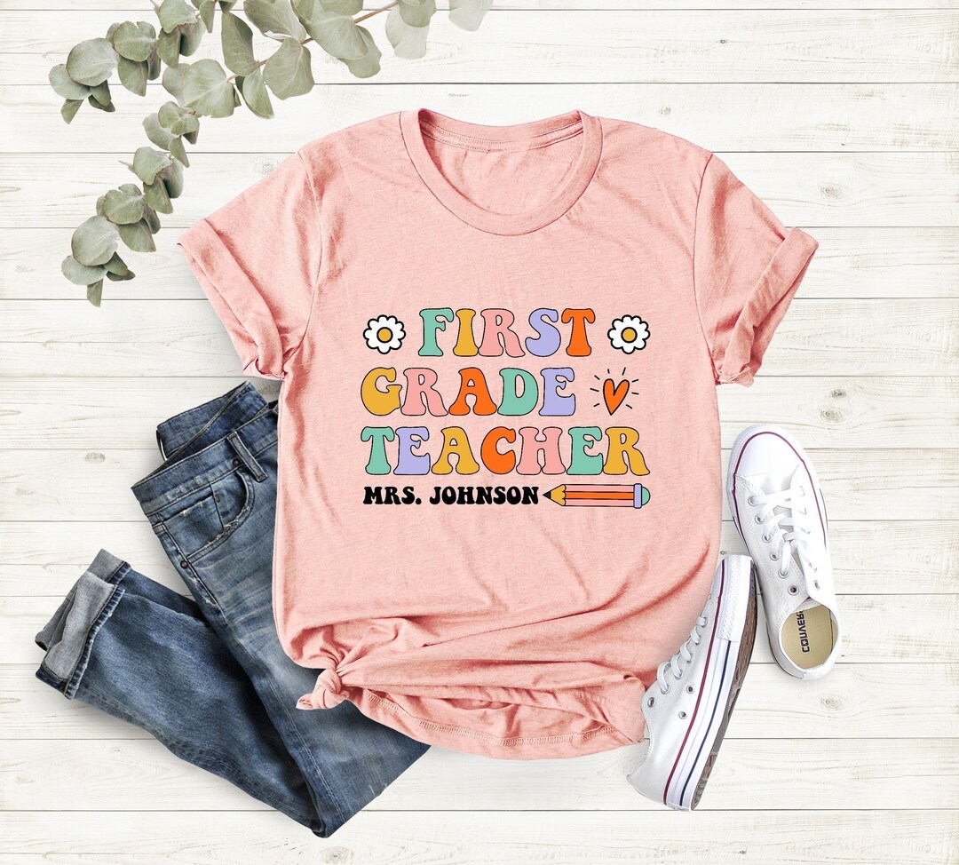 Personalized First Grade Teacher T-shirt: Retro Back to School Gift - Etsy
