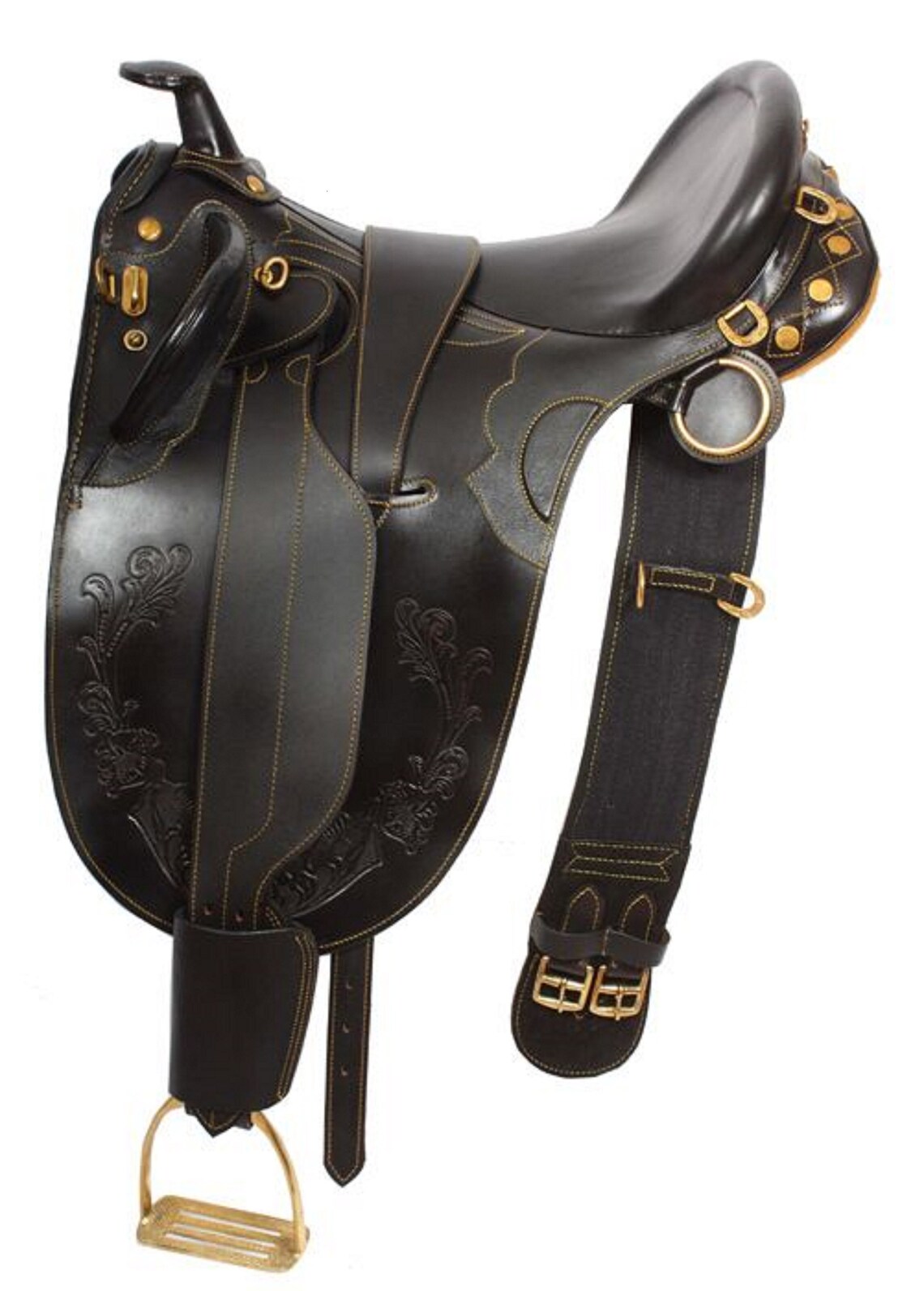 Black Australian Style Collection Leather Stock Australian Saddle W ...
