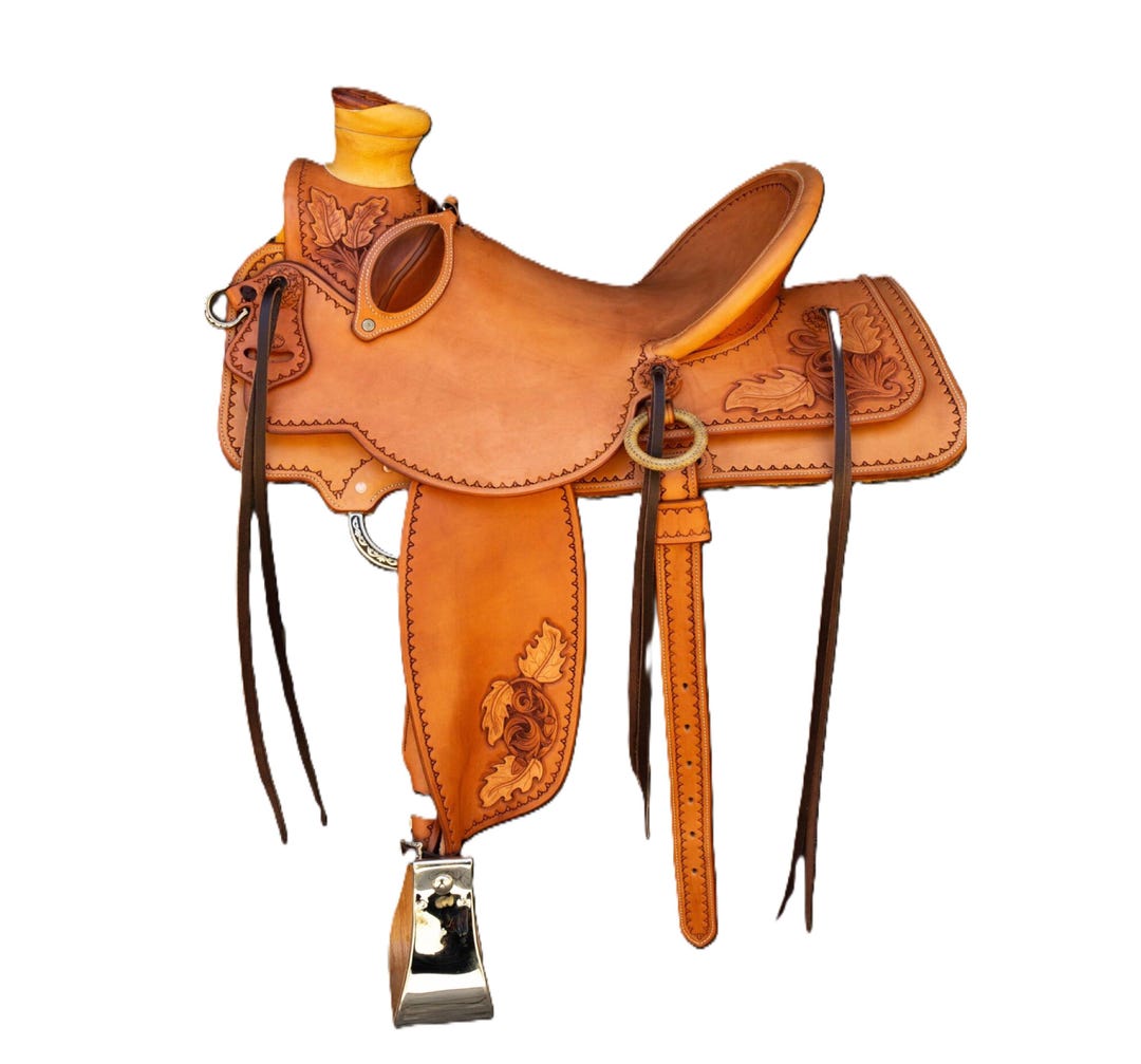 Handmade Western Leather Roping Saddle With Headstall & Breast Collar ...