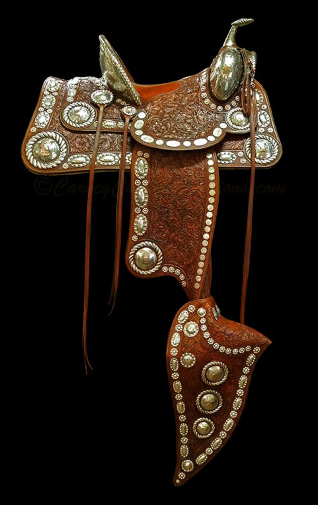 Carved Leather Western Show Saddle With Silver Details - 16" - Etsy