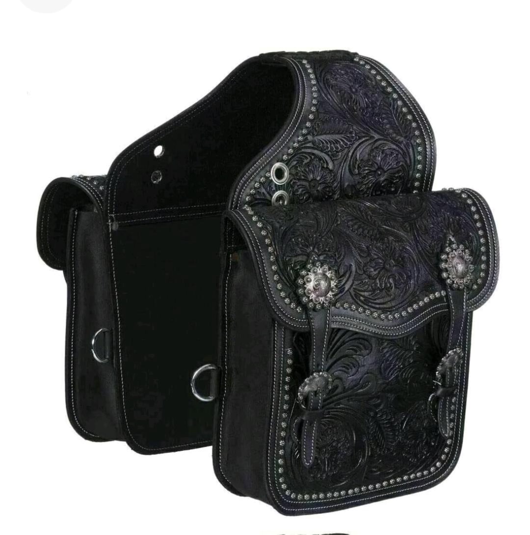 Western Genuine Real Leather Western Horse Saddle Bag Horse Saddle Bag ...