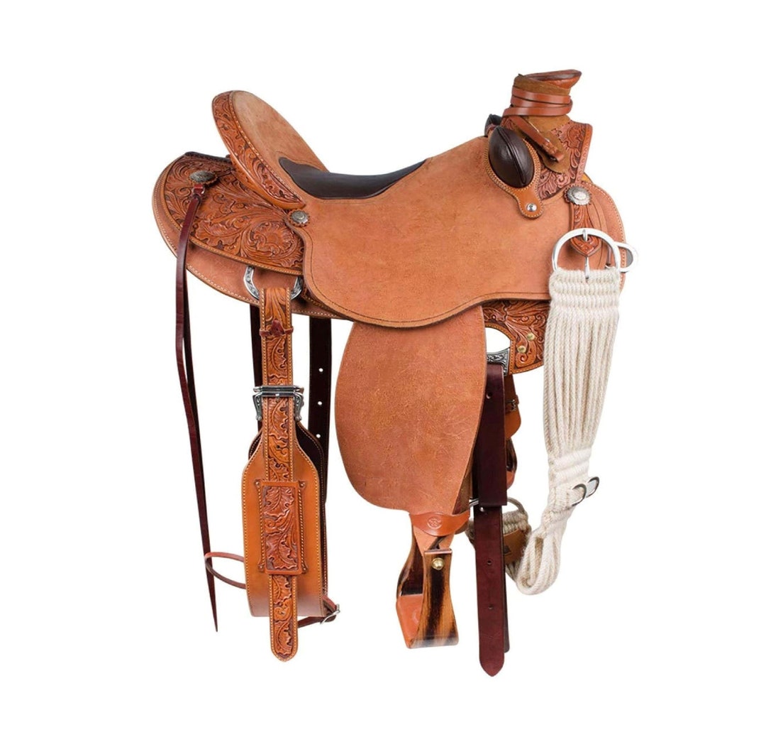 Western Wade Tree Roping Leather Horse Saddle Full Tack Set. Size-10 ...