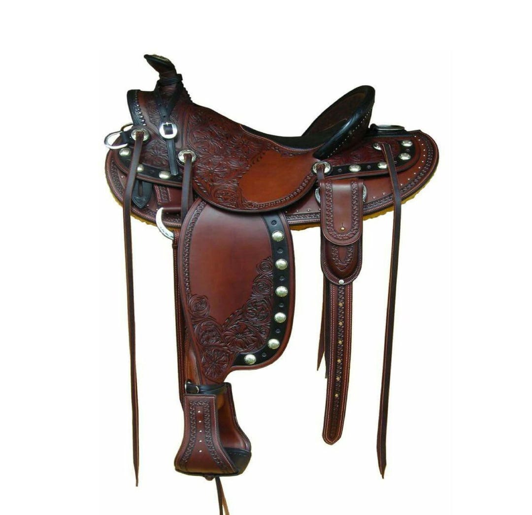 Full Carved & Hand Tooled Western Saddle for Horses Leather Pleasure ...