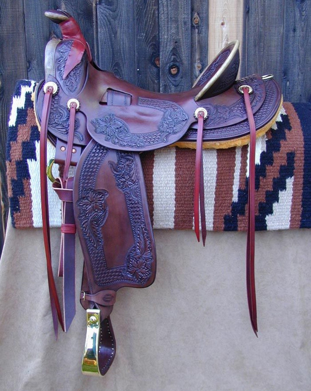 Western Padded Leather Full Carved Saddle Hot Seat Tooled High Quality ...