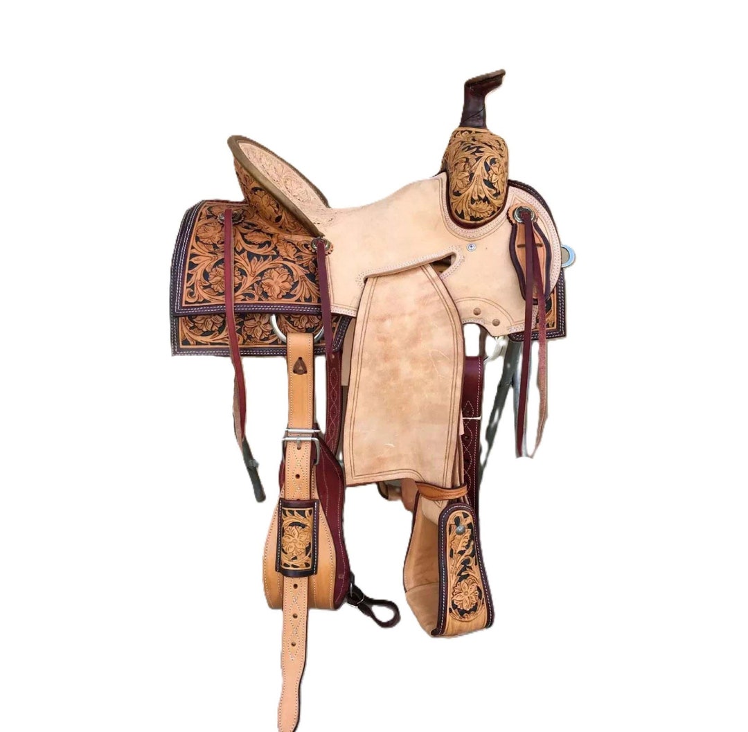 Western Leather Barrel Saddle, Deep Seat, Hand Tooled - Etsy