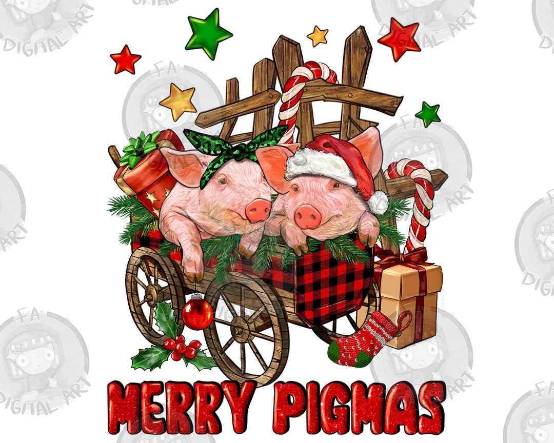 Merry Pigmas Png Sublimation Design, Merry Christmas Png, Happy Holiday ...