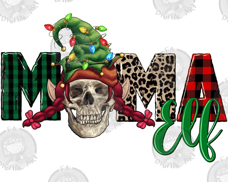 Mama Elf Skull Png Sublimation Design Christmas Skull - Etsy