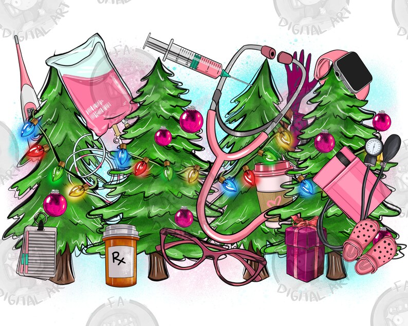 Christmas Nurse Trees Png Sublimation Design Nurse Life - Etsy