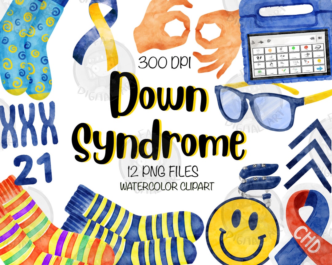 Down Syndrome Png Bundle for Creators, Watercolor Down Syndrome Clipart ...