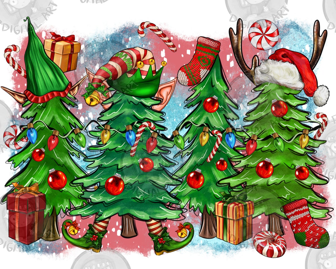 Christmas Elf Trees Png Sublimation Design Download, Christmas Png, Elf ...