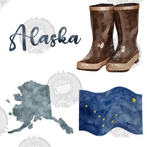 Alaska Png Bundle for Creators, Watercolor Alaska Clipart, Alaska ...