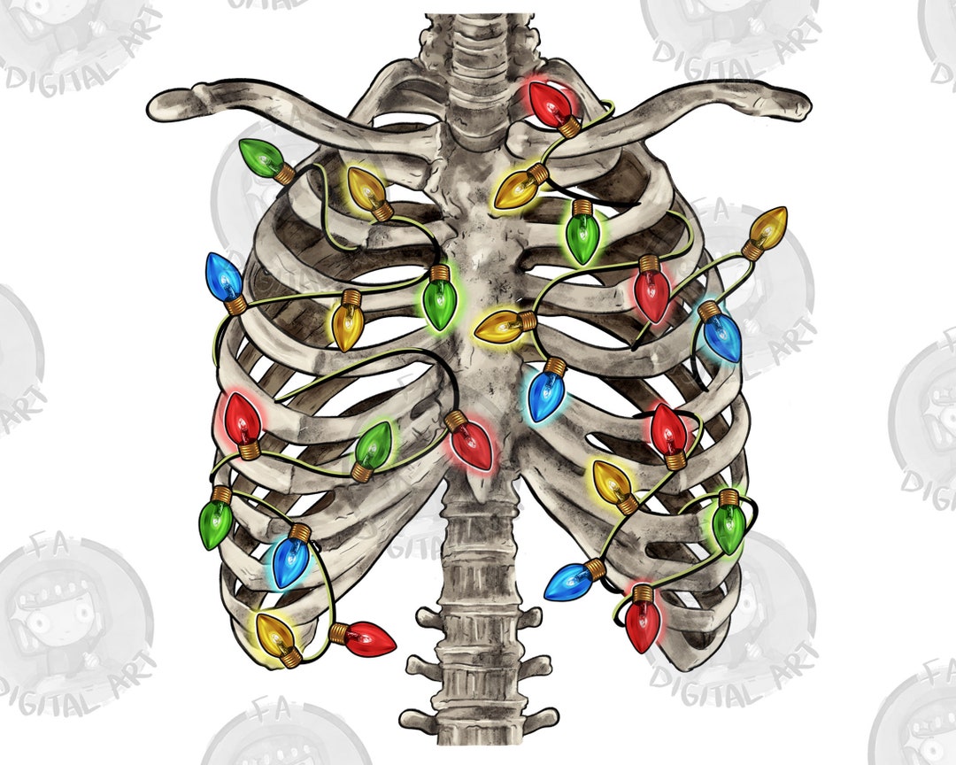 Christmas Rib Cage Png Sublimation Design, Merry Christmas Png, Hand ...