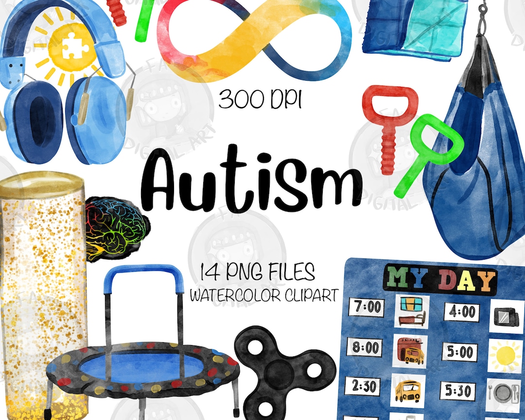 Autism Png Bundle for Creators, Autism Awareness Clipart, Watercolor ...