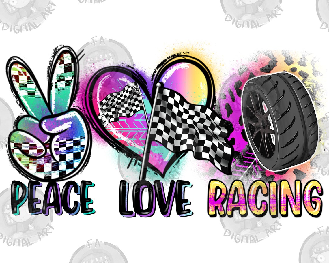 Peace Love Racing Png Sublimation Design Download Race Sport - Etsy