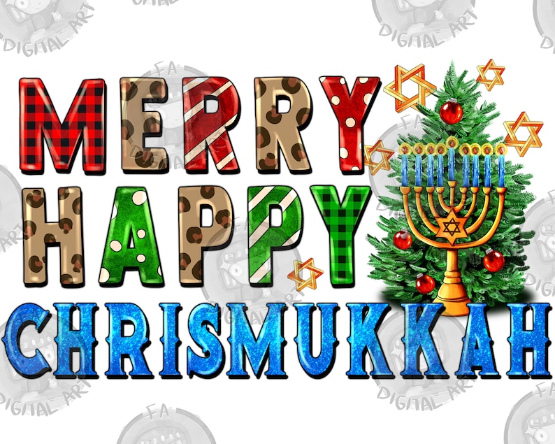 Merry Happy Chrismukkah Png Sublimation Design Download, Happy Hanukkah ...