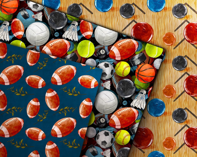 Watercolor Sport Balls Seamless Pattern Design Bundle - Etsy