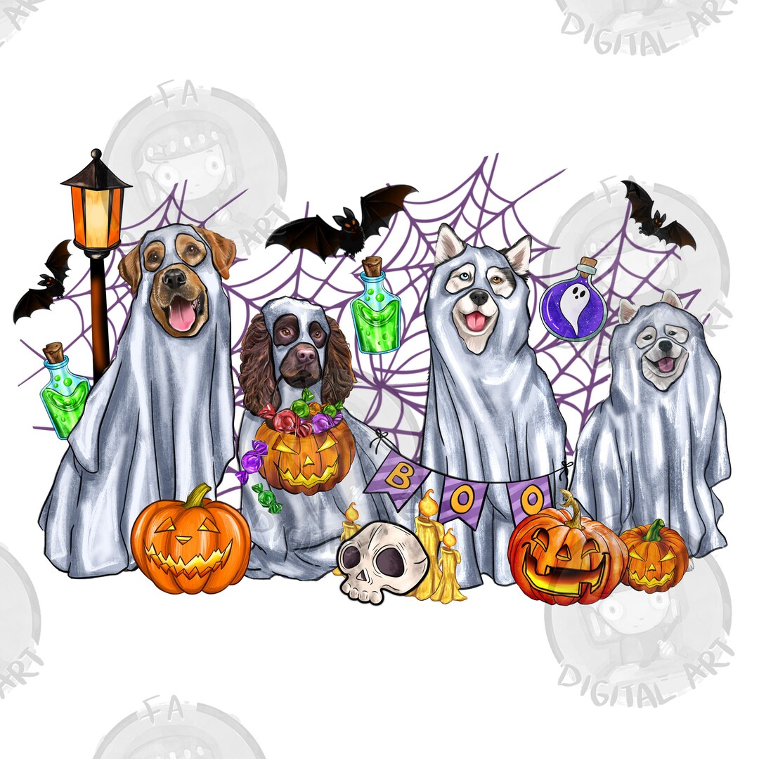 Ghost Dogs Png Sublimation Design Download, Happy Halloween Png, Cute ...