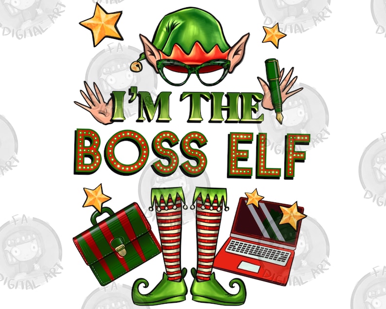 I'm the Boss Elf Png Sublimation Design Download - Etsy