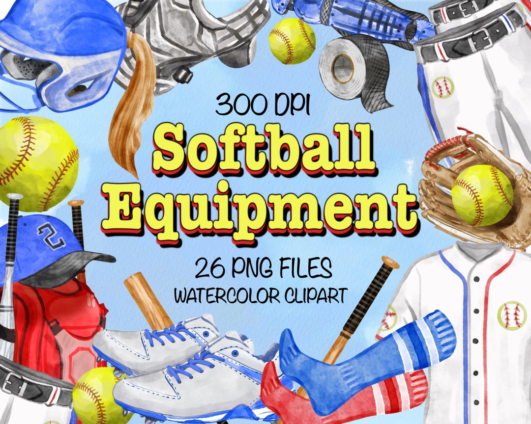 Softball Equipments Png Bundle for Creators 26 PNG Files,watercolor ...