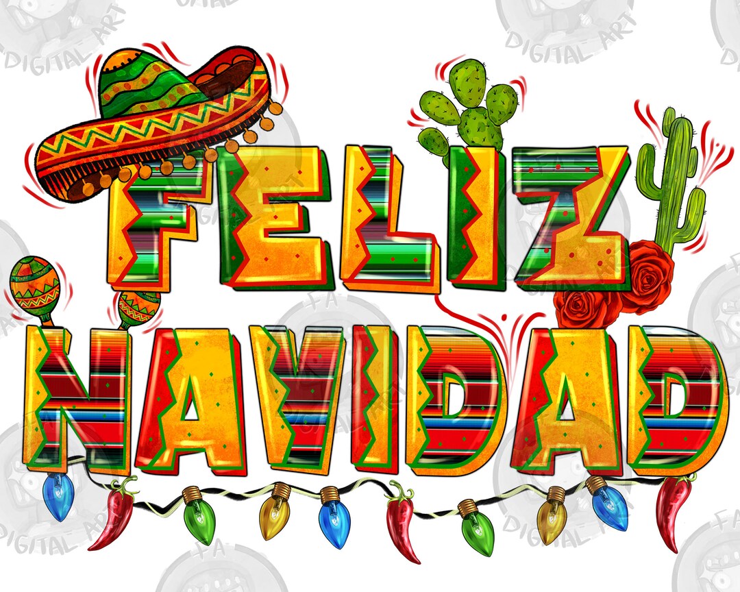 Feliz Navidad With Lights Png Sublimation Design Download, Christmas ...