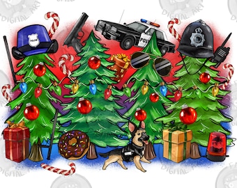 Police Christmas Trees Png Sublimation Design Download, Western ...