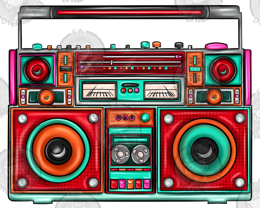 Boombox Png Sublimation Design, Boombox Png, Vintage Sublimation Png, Hand Drawn Boombox Png ...