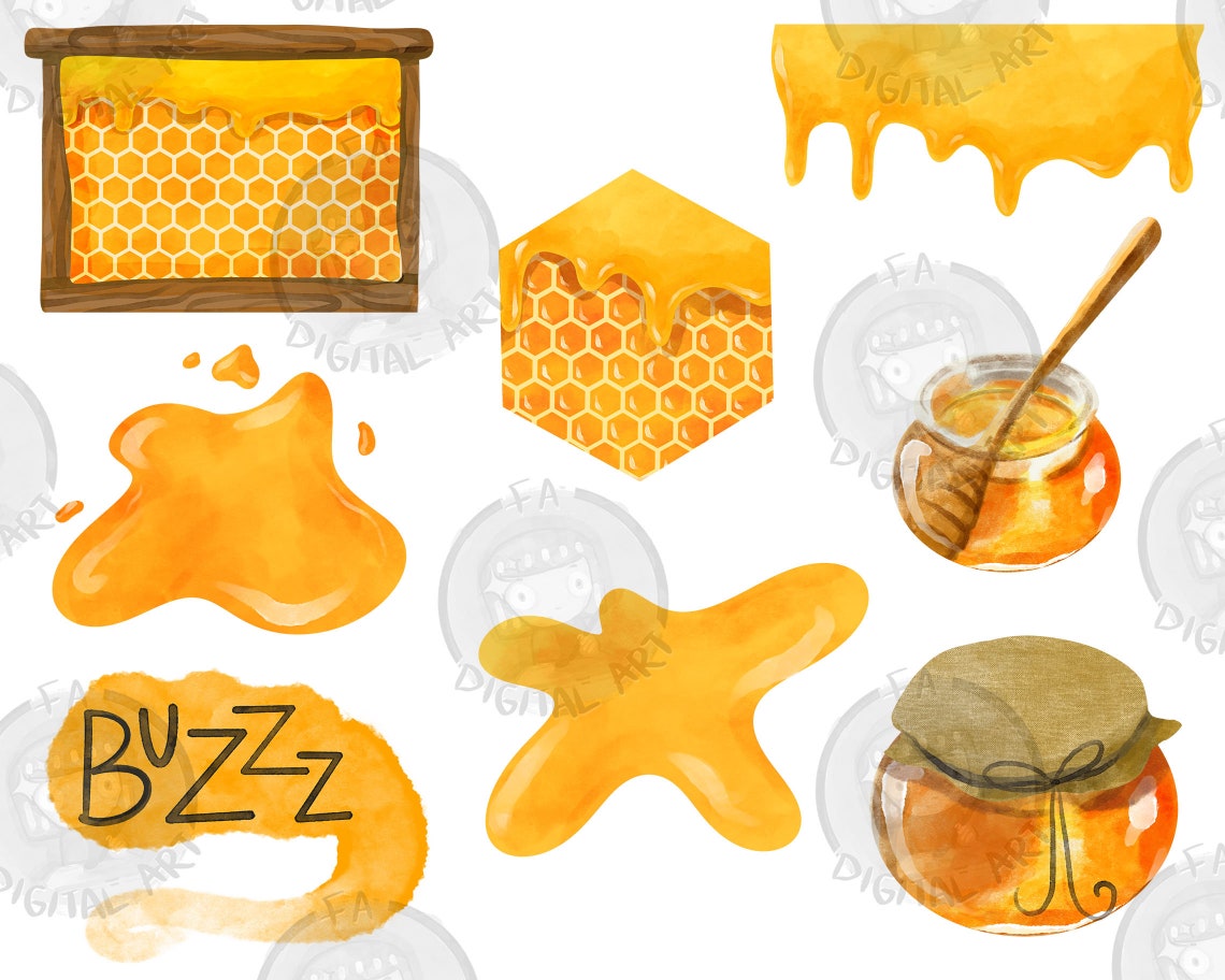 Watercolor Honey Bee Clipart Png Bundle for Creators - Etsy