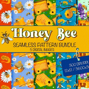 Honey Bee Seamless Pattern Png Design Bundle,watercolor Honey Bee ...