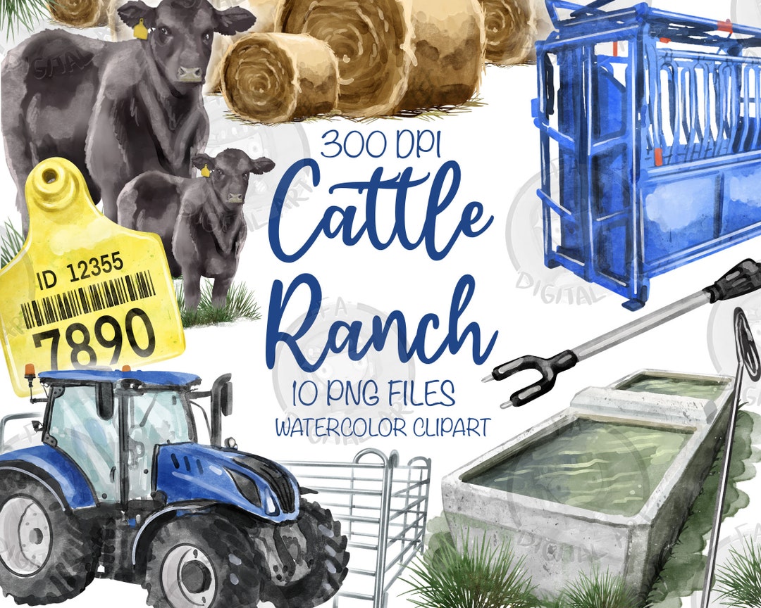 Cattle Ranch Png Bundle for Creators,watercolor Cattle Ranch Clipart ...