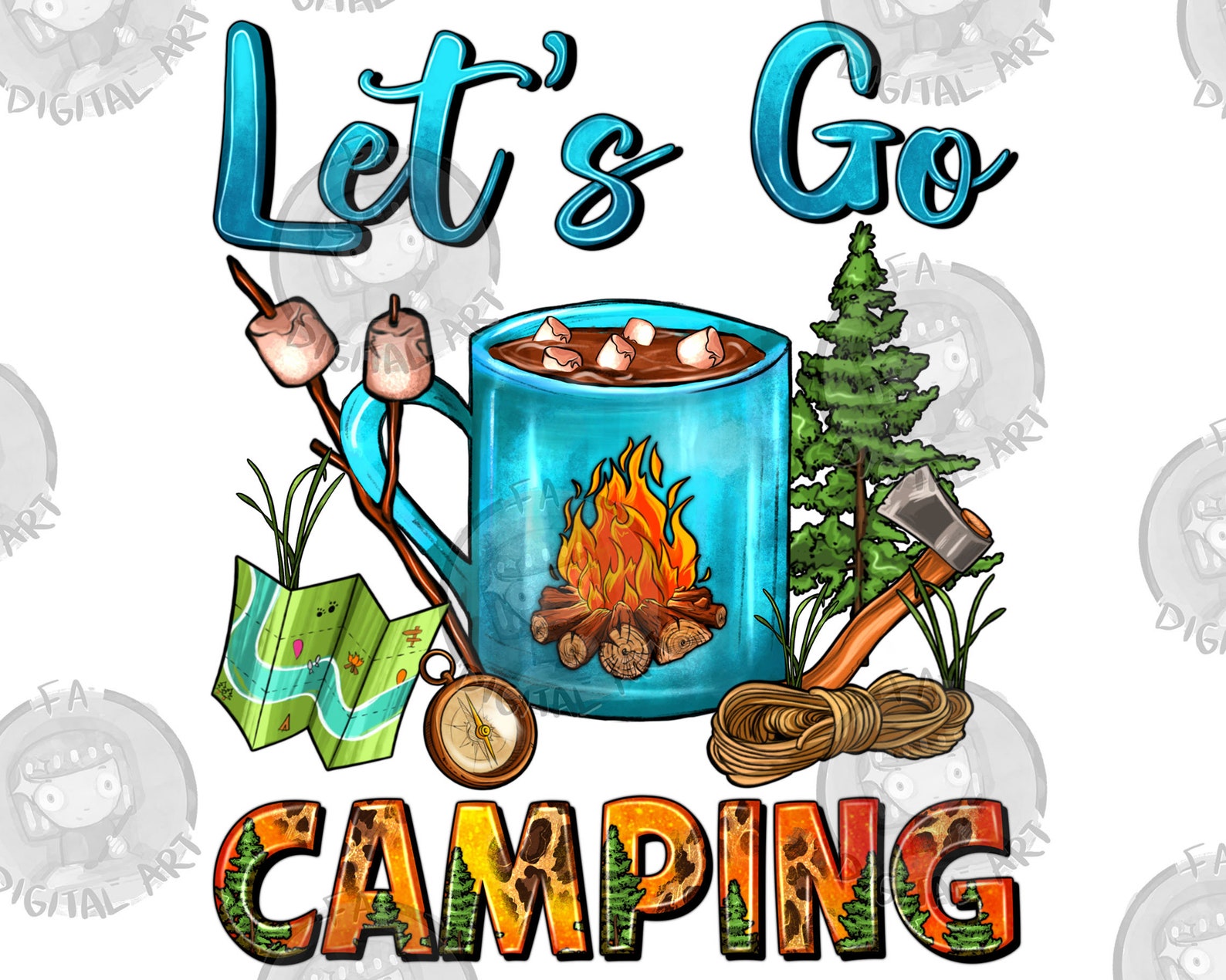 Let's Go Camping Coffee Mug Png Sublimation Design - Etsy