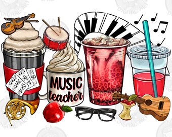 Music Teacher Coffee Cups Png Sublimation Design, Coffee Cups Png ...