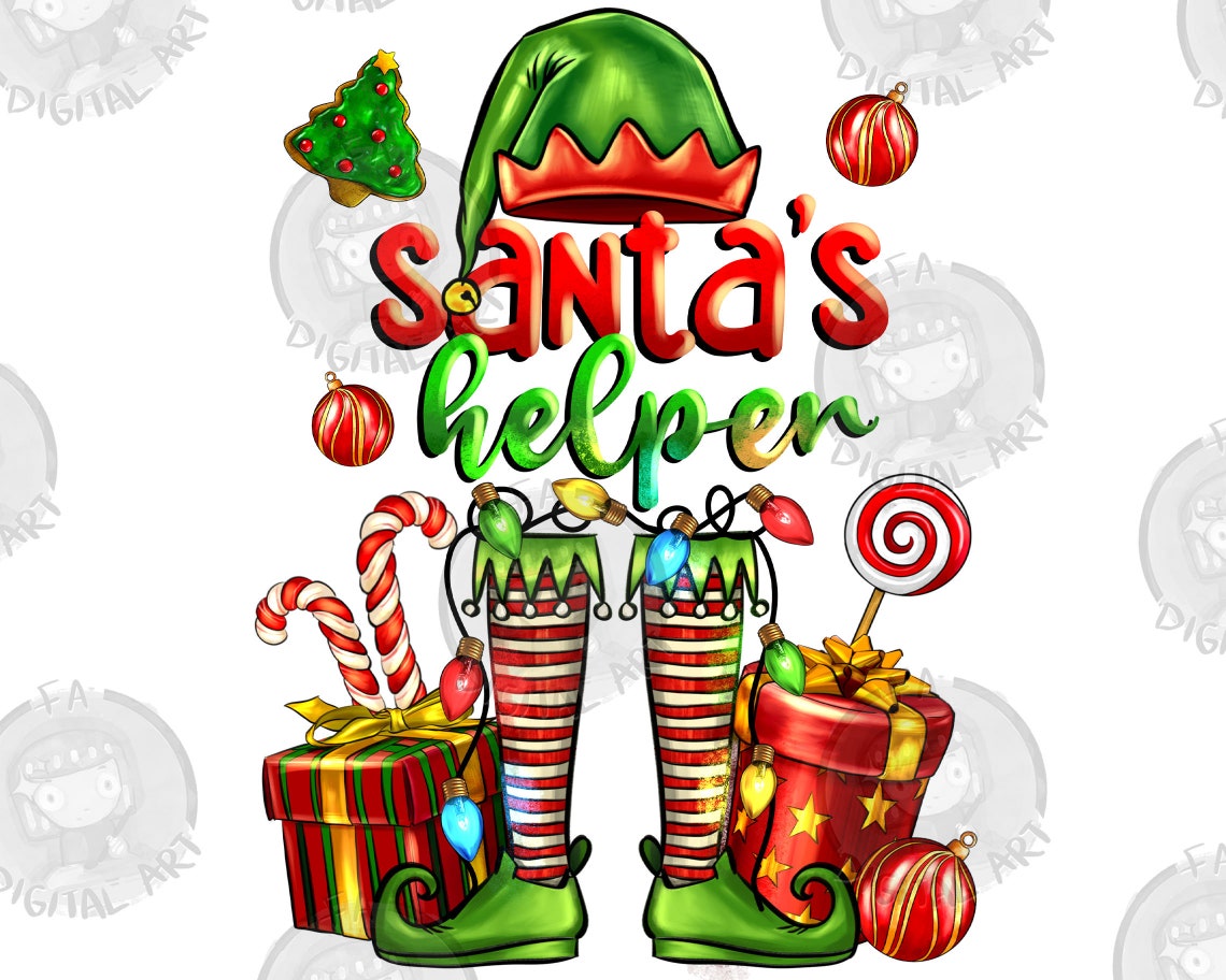 Santa's Helper Png Sublimation Design Download Christmas - Etsy