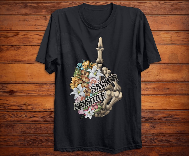 Sensitive Savage Skeleton Middle Finger Png Sublimation - Etsy
