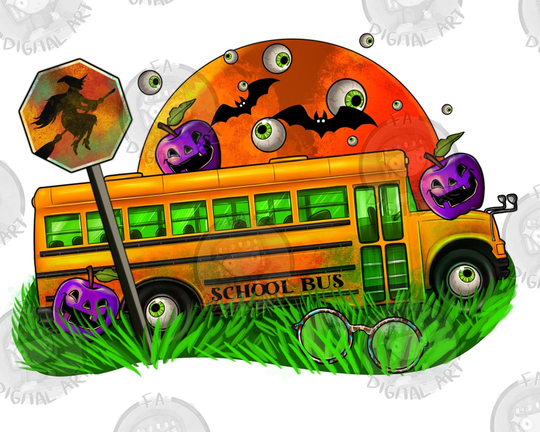 Halloween School Bus Png Sublimation Design, Happy Halloween Png ...
