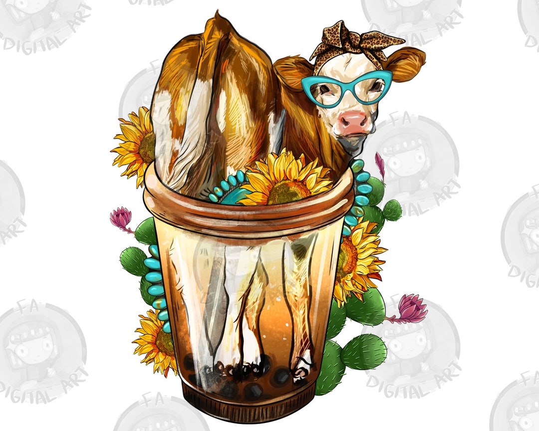 Simmental Cow Bobba Cup Png Sublimation Design, Bobba Cup Png ...