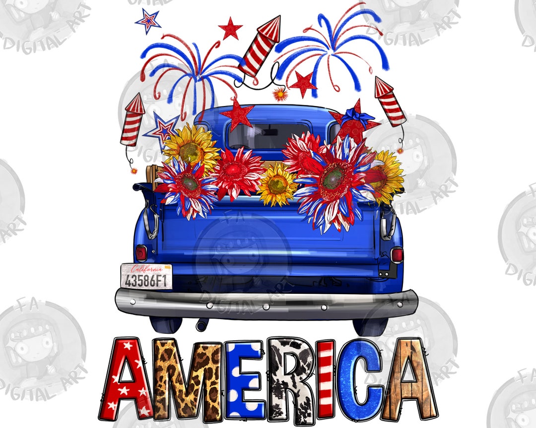 Western Fourth of July America Truck Png Sublimation Design, 4th of ...