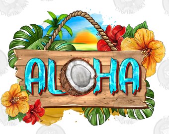 Aloha Png Sublimation Design Download Hello Summer Png - Etsy