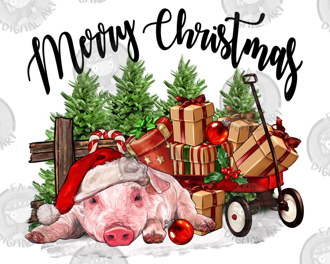 Merry Christmas Pig Png Sublimation Design Merry Christmas - Etsy