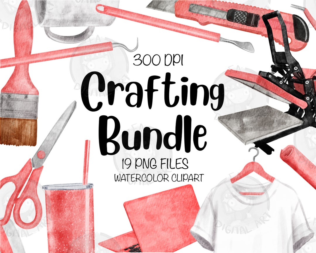 Crafting Png Bundle for Creators, Watercolor Crafting Clipart ...