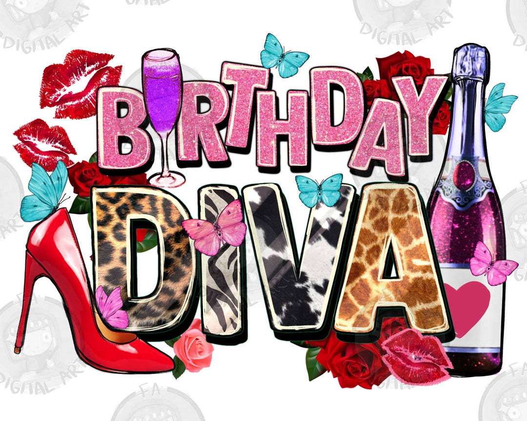 Birthday Diva Png Sublimation Design Download, Western Diva Png ...