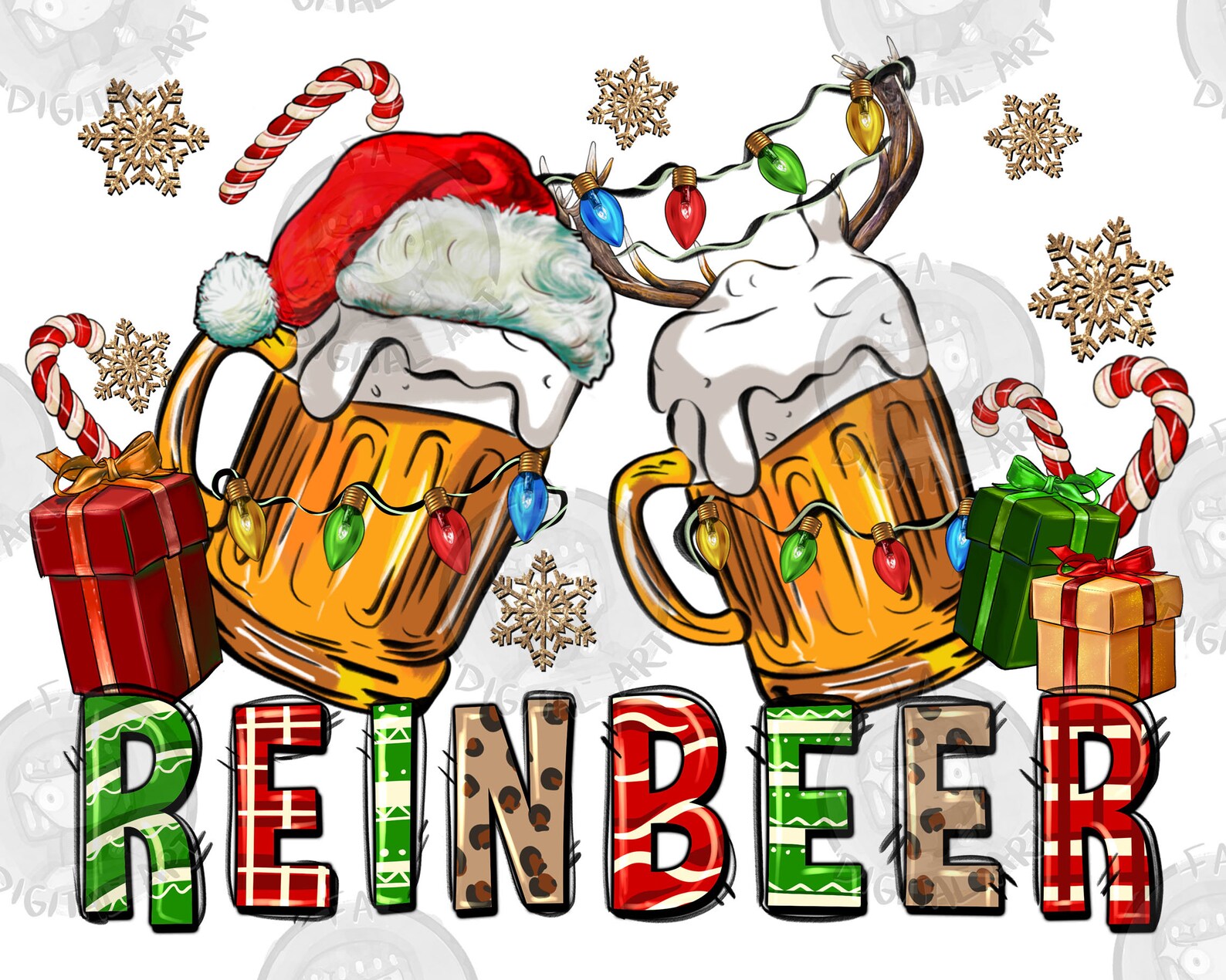 Reinbeer With Gifts Png Sublimation Design Merry Christmas - Etsy