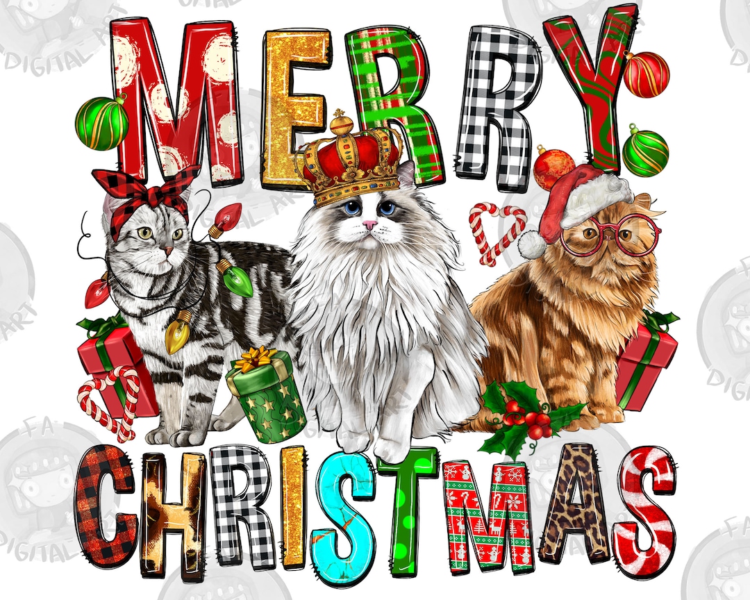 Merry Christmas Cats Png Sublimation Design, Merry Christmas Png,happy ...