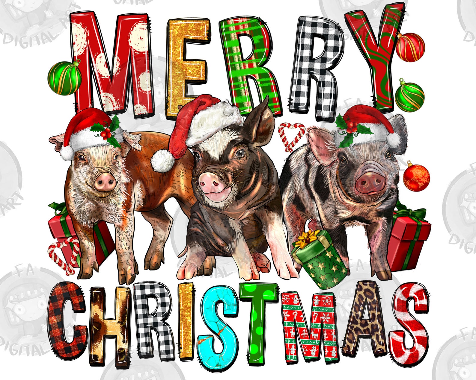 Merry Christmas Pigs Png Sublimation Design, Merry Christmas Png,happy ...