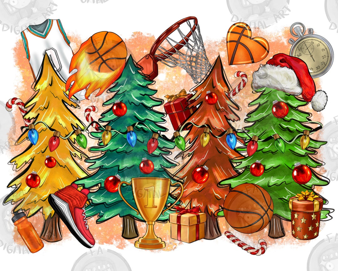 Christmas Basketball Trees Png Sublimation Design Download, Christmas ...