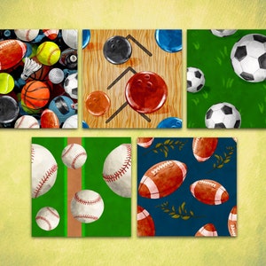 Watercolor Sport Balls Seamless Pattern Design Bundle, Watercolor Balls ...